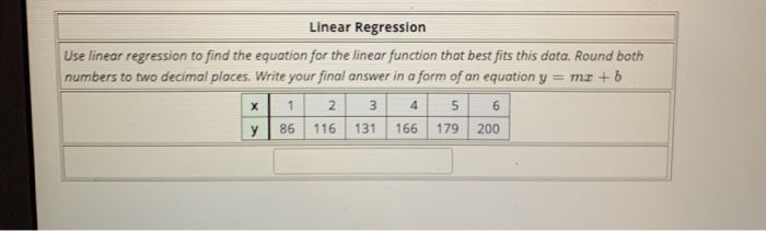 Solved Linear Regression Use linear regression to find the | Chegg.com