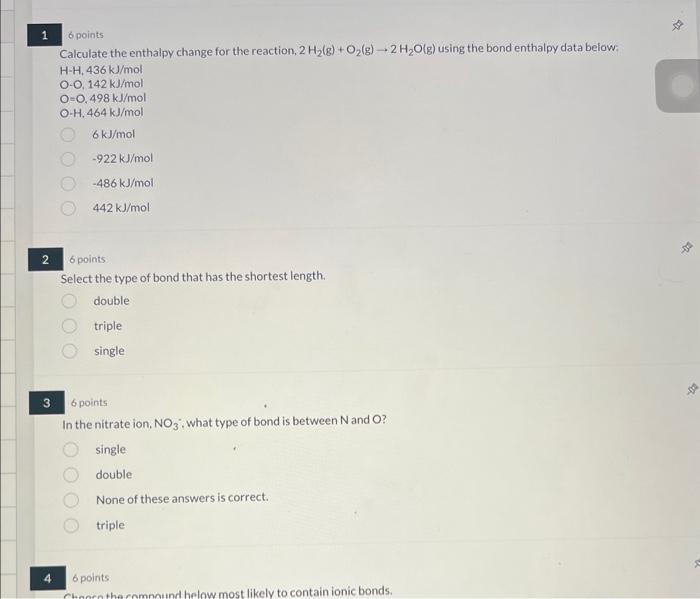 Solved 16 points Calculate the enthalpy change for the | Chegg.com