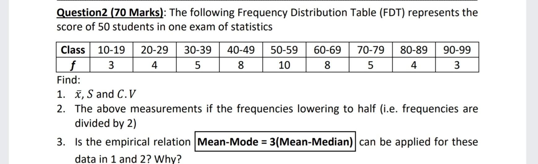 Solved Question2 (70 Marks): The following Frequency | Chegg.com Solved Question2 (70 Marks): The following Frequency | Chegg.com