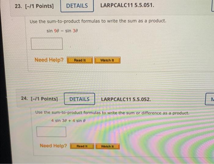 Solved Use the sum-to-product formulas to write the sum as a | Chegg.com