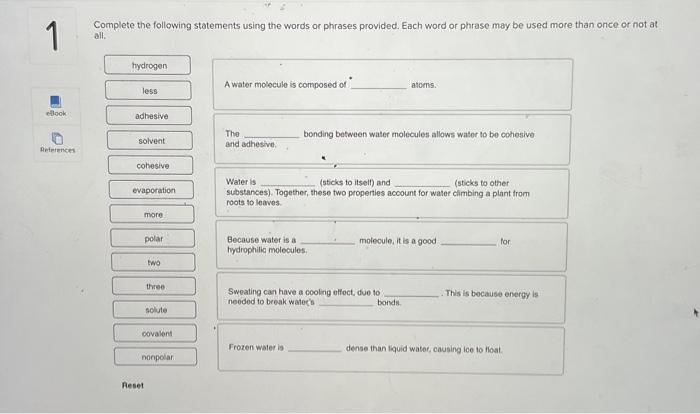Solved Complete the following statements using the words or | Chegg.com