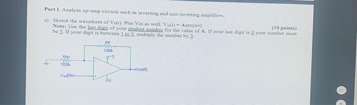 Solved Part I. Analyze op-amp circuits such as inverting and | Chegg.com