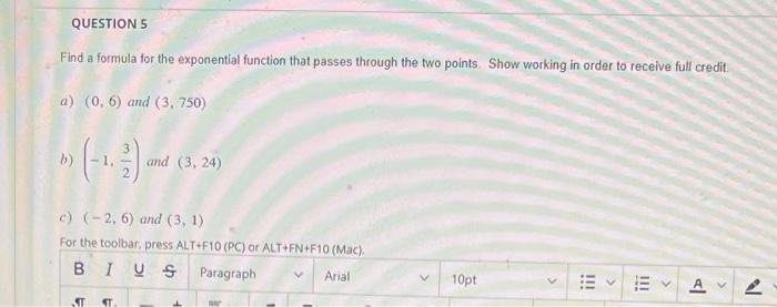 Solved Find a formula for the exponential function that | Chegg.com