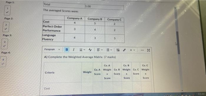 Solved Weighted Average Matrix To complete this question, a | Chegg.com