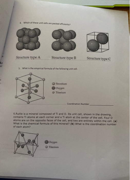 Solved Chem 1412 Unit Cell: Empirical Formula 1. What is the | Chegg.com