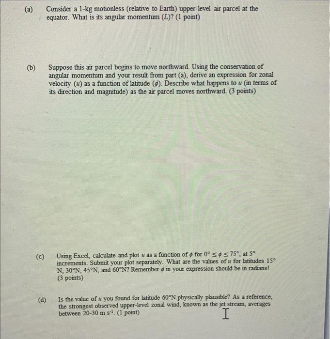 Solved Experiment 2: Angular Momentum of an Air Parcel on | Chegg.com