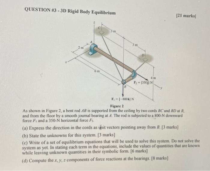 Solved QUESTION #3 - 3D Rigid Body Equilibrium [21 marks 3 m | Chegg.com