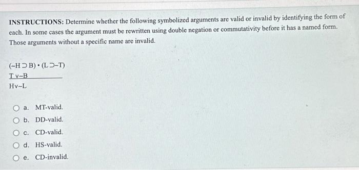 INSTRUCTIONS: Determine whether the following | Chegg.com