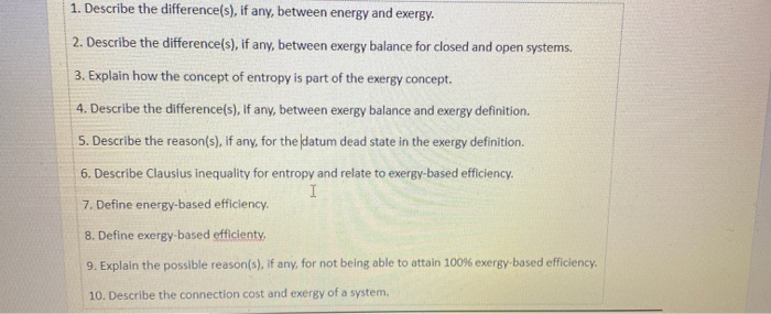 Solved 1. Describe the difference(s), if any, between energy | Chegg.com