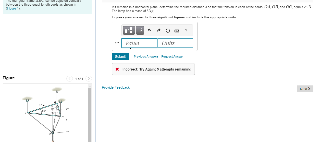 Solved The triangular trame ABC can be adusted | Chegg.com