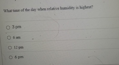 Solved What time of the day when relative humidity is | Chegg.com