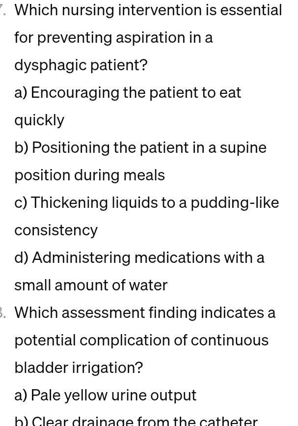 Solved Which nursing intervention is essential for | Chegg.com