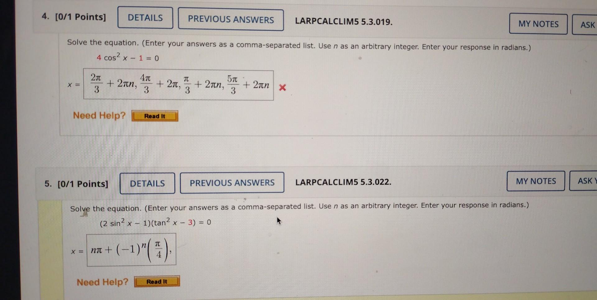 Solved Solve the equation. (Enter your answers as a | Chegg.com