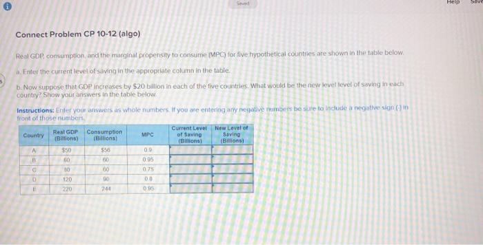 Solved Help SOVE Connect Problem CP 10-12 (algo) Real GDP, | Chegg.com