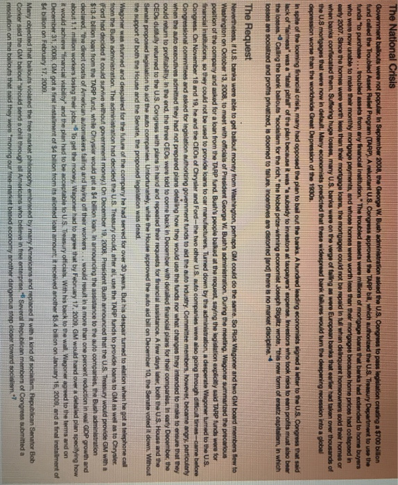Case Study 3.1: The GM Bailout By mid-December 2008, | Chegg.com