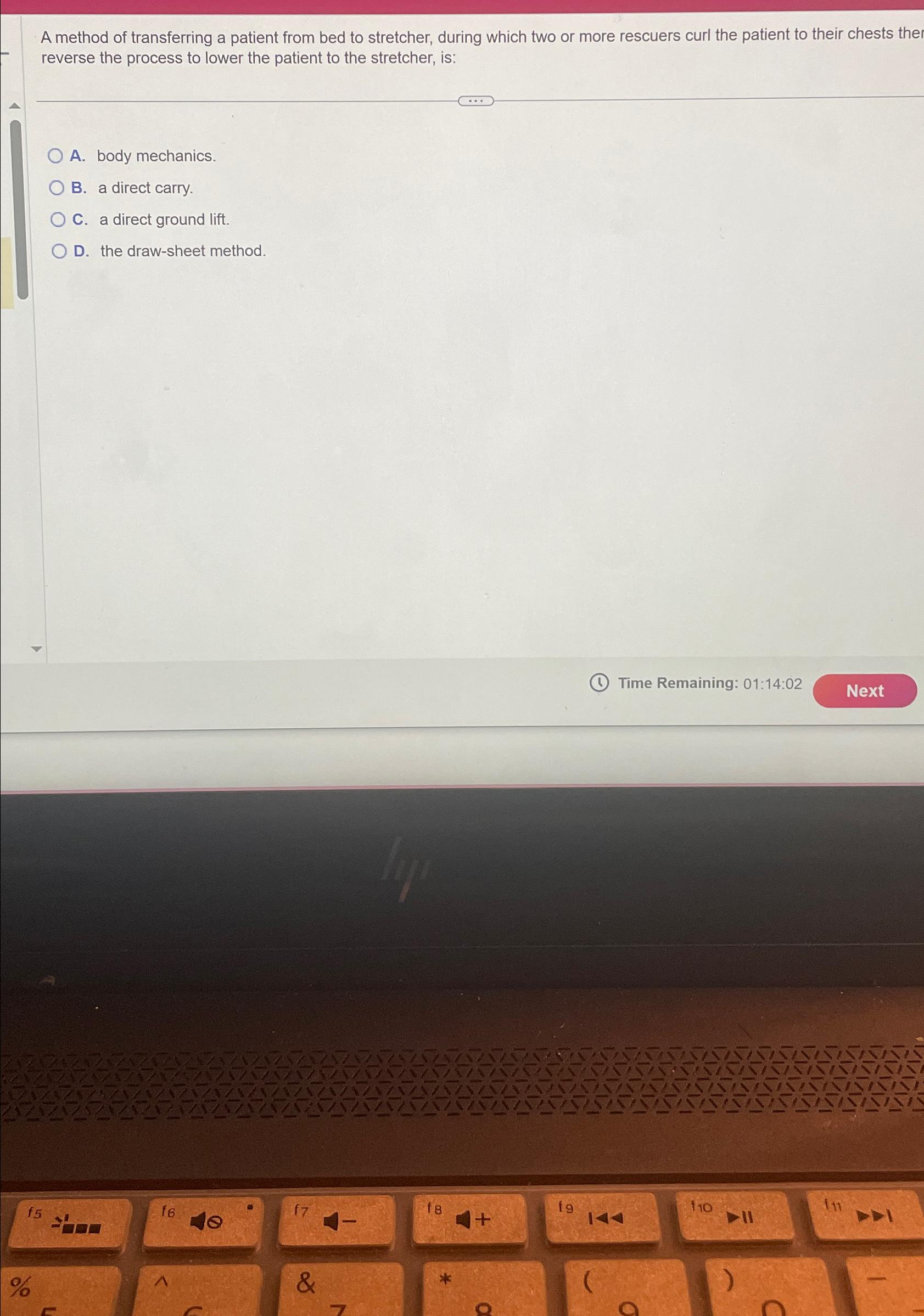 Solved A method of transferring a patient from bed to | Chegg.com