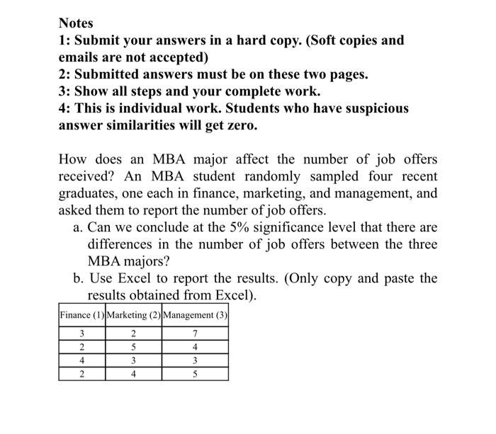 Solved Notes 1: Submit your answers in a hard copy. (Soft | Chegg.com