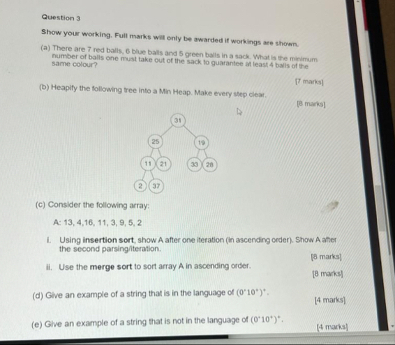 Question 3Show your working. Full marks will only be | Chegg.com