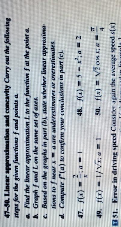 Solved 47–50. Linear approximation and concavity Carry out | Chegg.com
