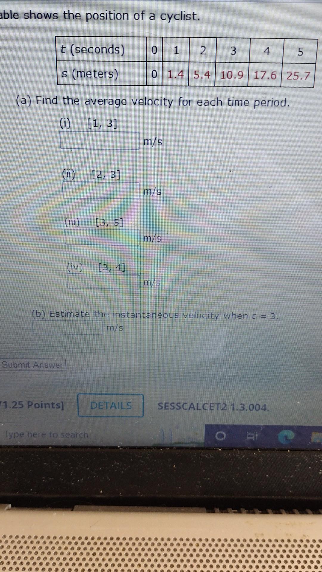 Solved ble shows the position of a cyclist. (a) Find the | Chegg.com