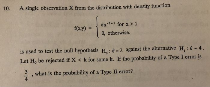 Solved 10. A single observation X from the distribution with | Chegg.com