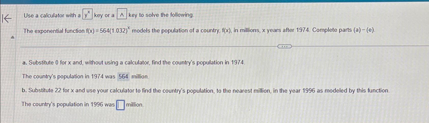 Solved Use a calculator with a yx ﻿key or a ??? ﻿key to | Chegg.com