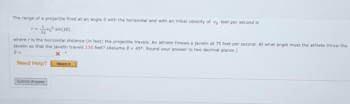Solved The range of a projectile fired at an angle θ with | Chegg.com