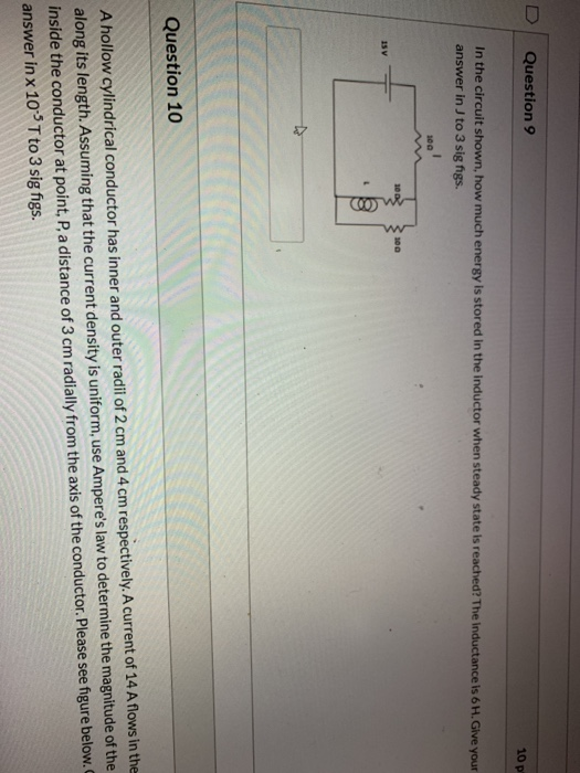 Solved Question 9 10 In The Circuit Shown How Much Energy