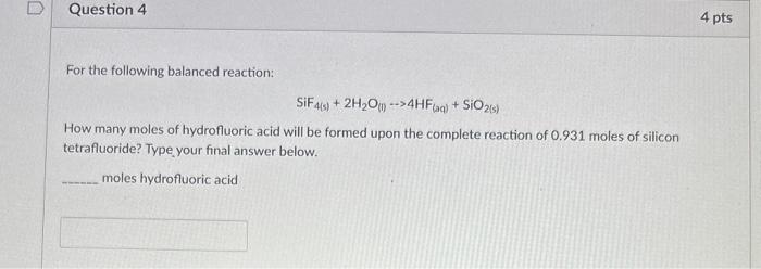 Solved For the following balanced reaction: | Chegg.com