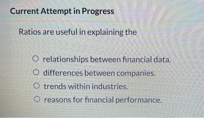 Solved Current Attempt in Progress Ratios are useful in | Chegg.com