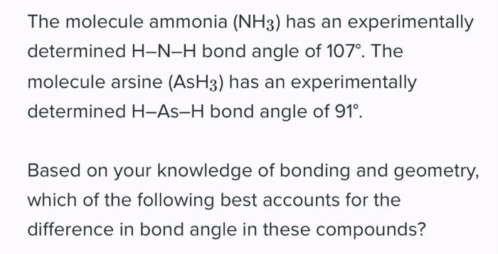 Solved The molecule ammonia (NH3) has an experimentally | Chegg.com