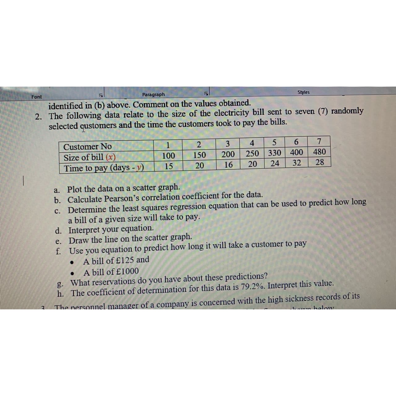 FontParagraphy2Stylesidentified in (b) ﻿above. | Chegg.com