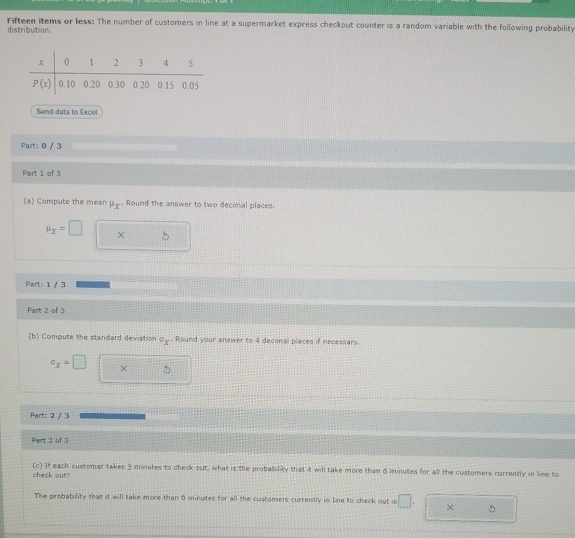 Solved Fifteen items or less: The number of customers in | Chegg.com