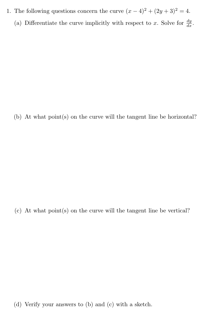 The following questions concern the curve | Chegg.com
