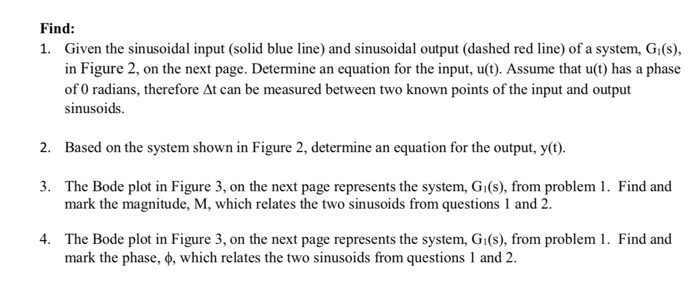 Solved Find 1 Given The Sinusoidal Input Solid Blue Line 