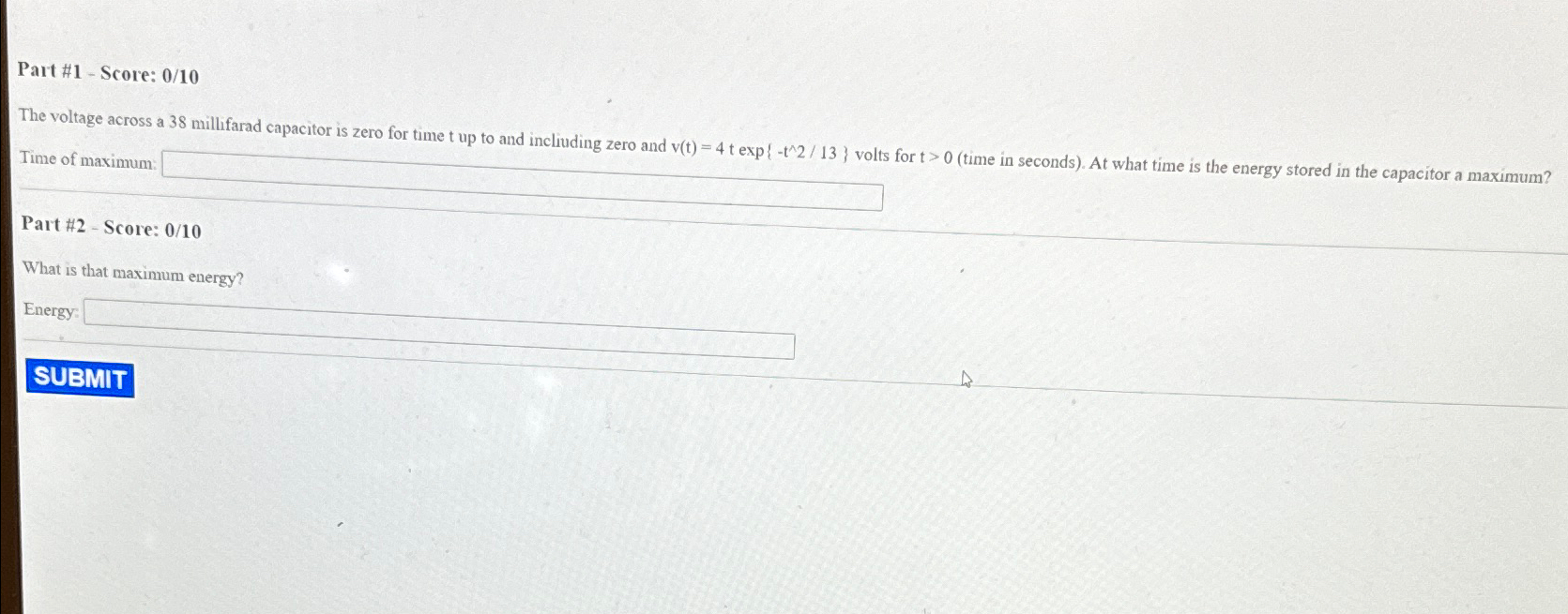 Solved Part 1 ﻿The voltage across a 38 ﻿millifarad capacitor | Chegg.com