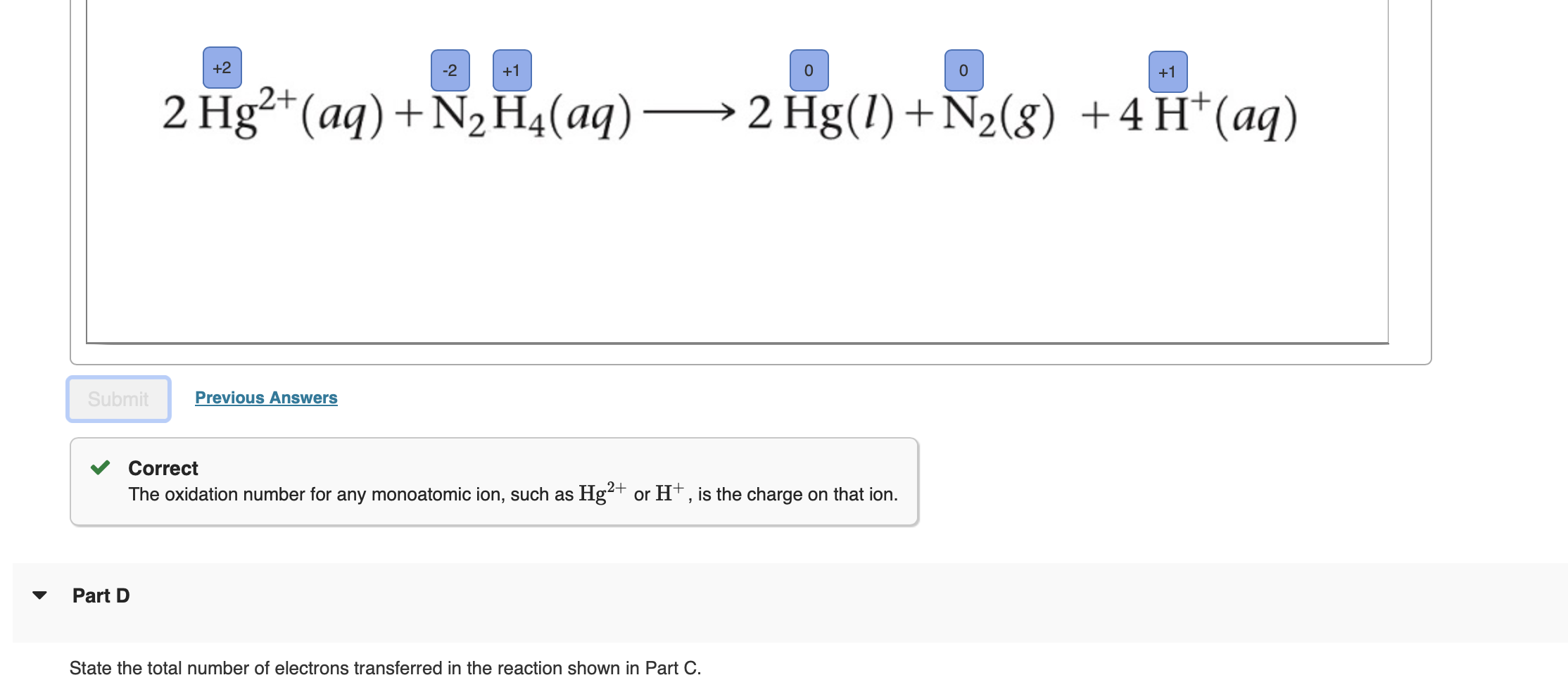 Solved State the total number of electrons transferred in | Chegg.com