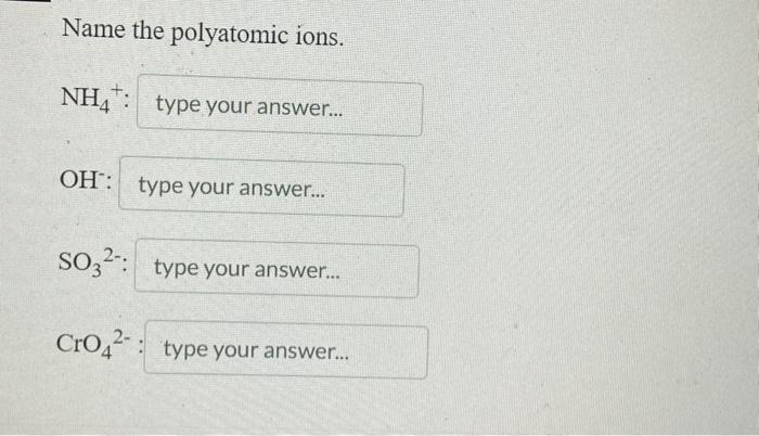 Solved Name the polyatomic ions. | Chegg.com
