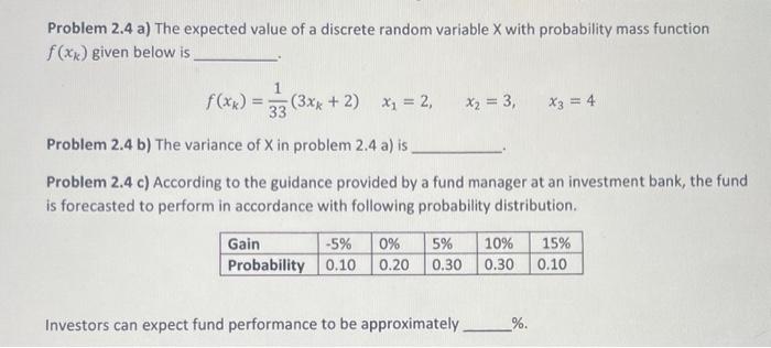 Solved Problem 2.4 a) The expected value of a discrete | Chegg.com