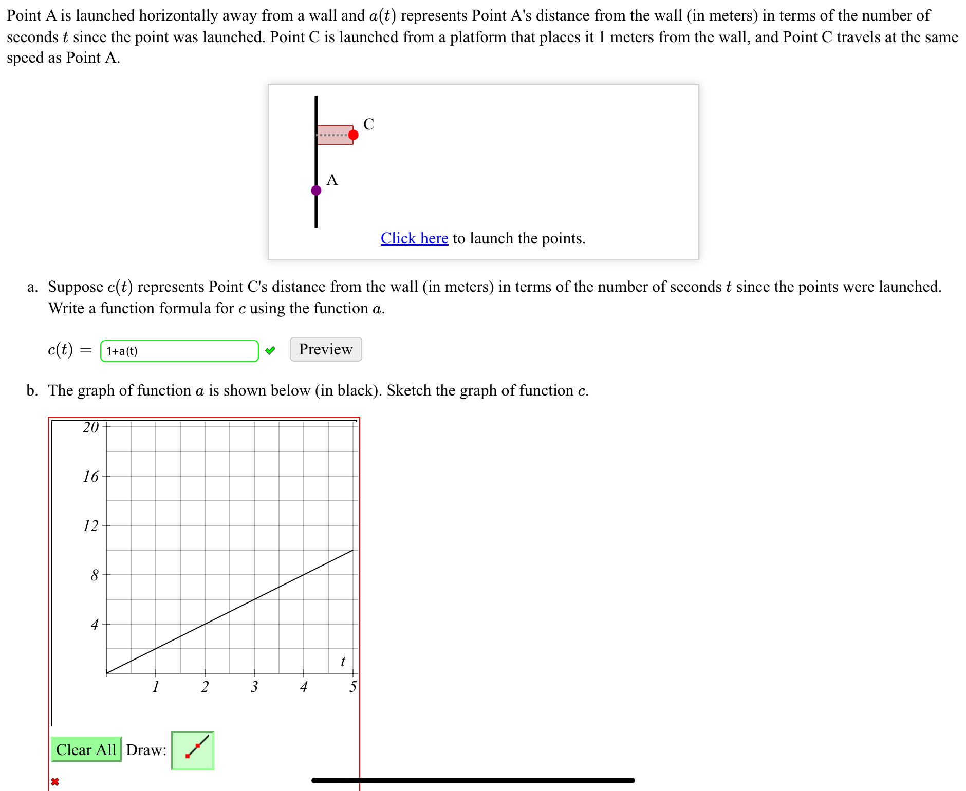 Solved Point A is launched horizontally away from a wall and | Chegg.com