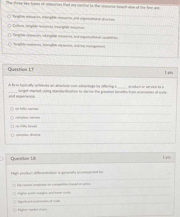 Solved The three key types of resources that are central to | Chegg.com