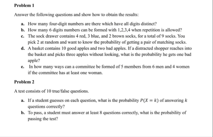 Solved Problem 1Answer the following questions and show how | Chegg.com