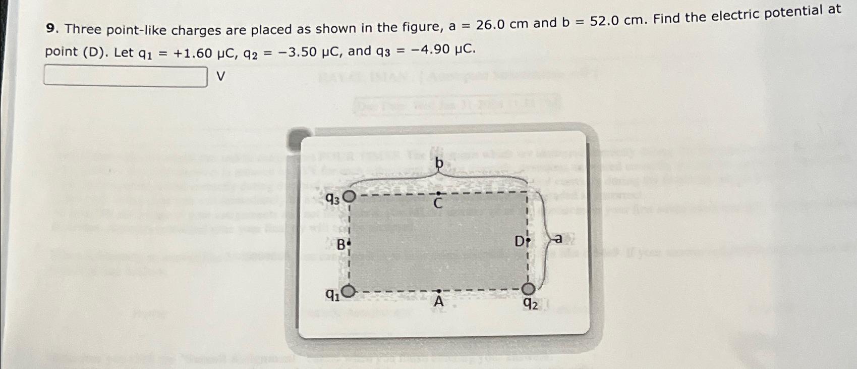 Solved Three point-like charges are placed as shown in the | Chegg.com