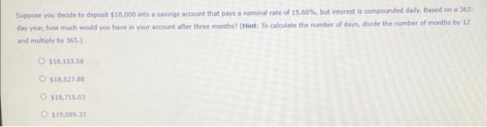 Solved The number of compounding periods in one year is | Chegg.com