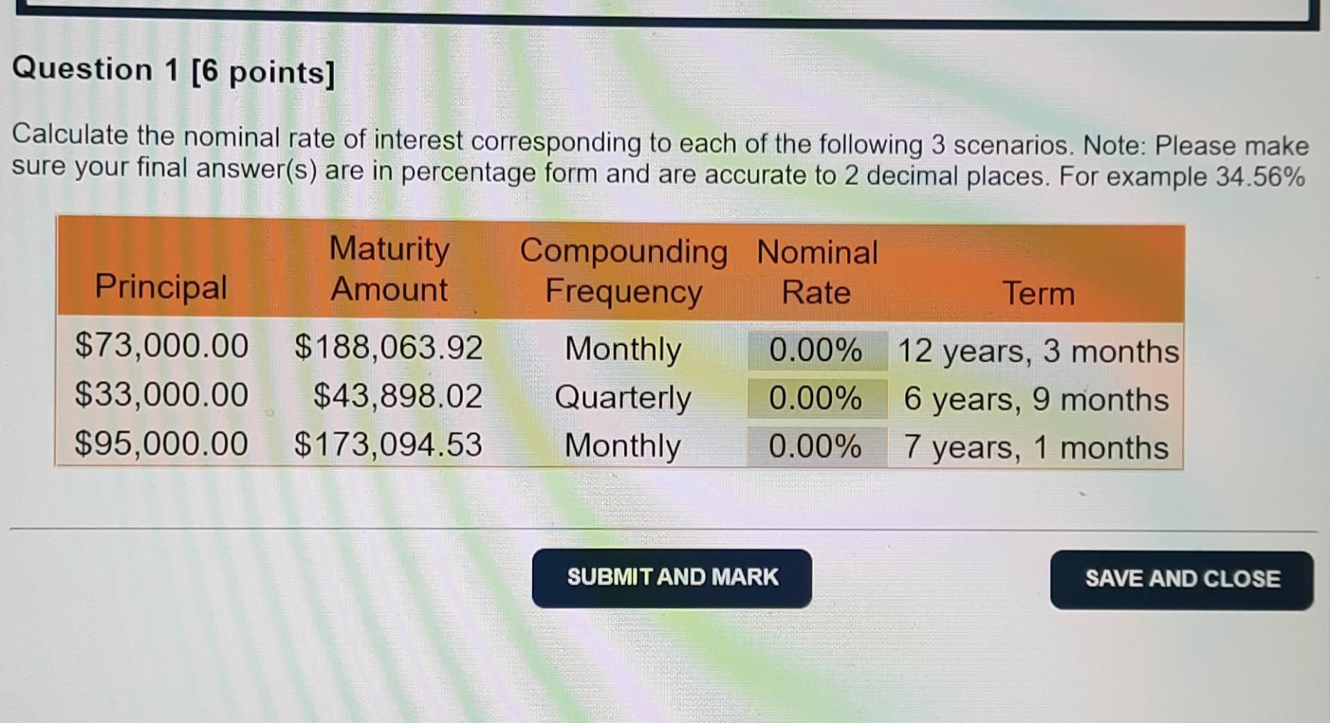 Solved e e Question 1 [6 points] Calculate the nominal rate | Chegg.com
