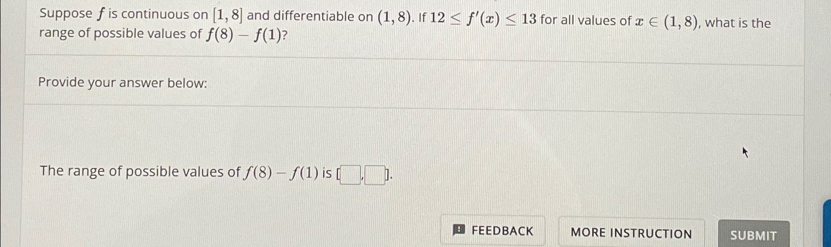 Solved Suppose f ﻿is continuous on 1,8 ﻿and differentiable | Chegg.com