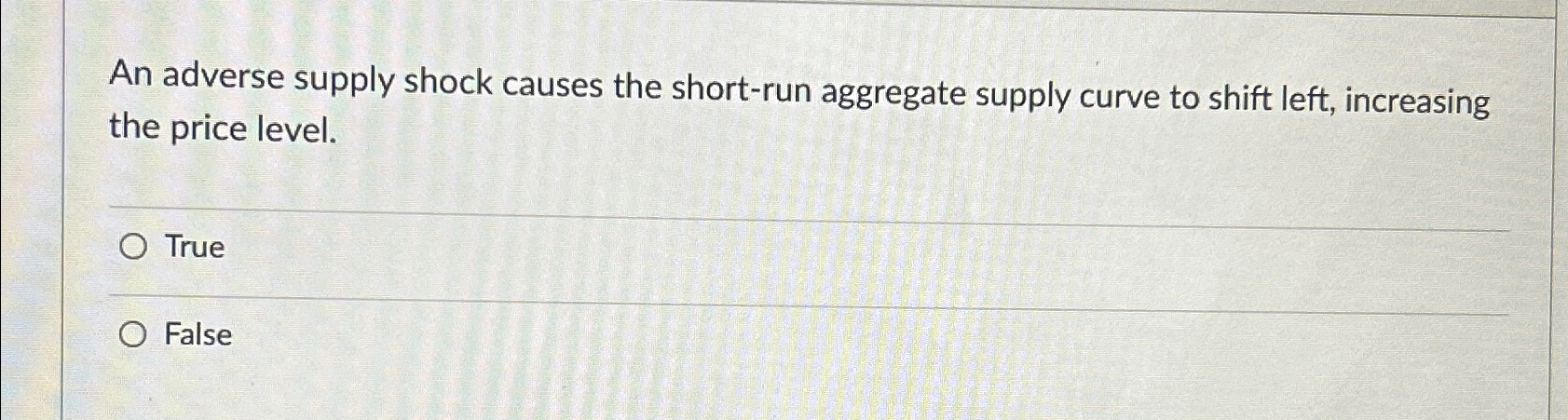 Solved An adverse supply shock causes the short-run | Chegg.com