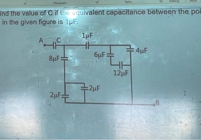 Solved nd the value of C if the equivalent capacitance | Chegg.com