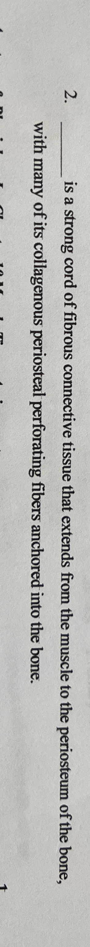 Solved ﻿is a strong cord of fibrous connective tissue that | Chegg.com