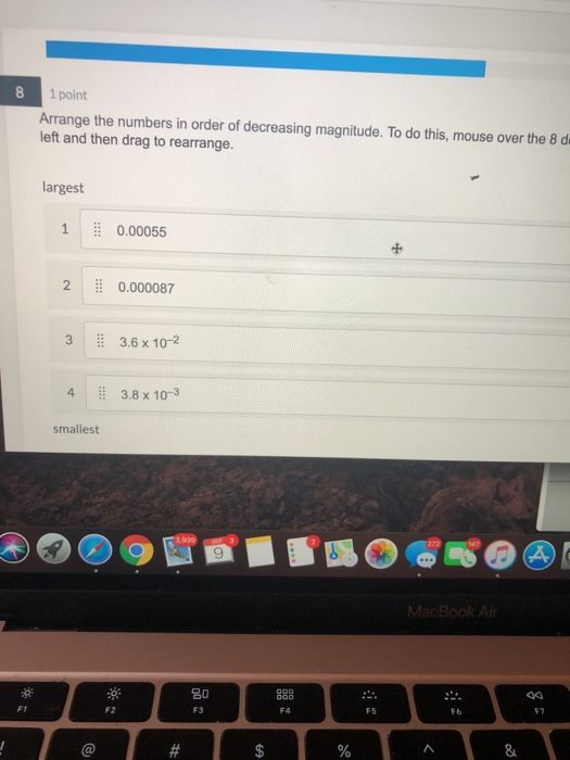 Solved Arrange the numbers in order of increasing magnitude. | Chegg.com